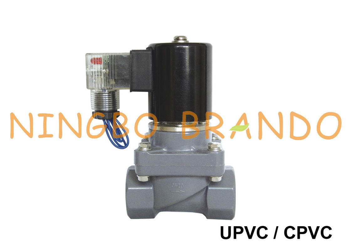 Anti Corrosive UPVC PVC Plastic Solenoid Valve 3/4'' 24VDC 220VAC