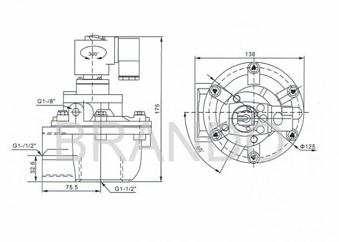 IP65 1.5 Inch CA / RCA45T Solenoid Pulse Valve , Goyen Controls ...