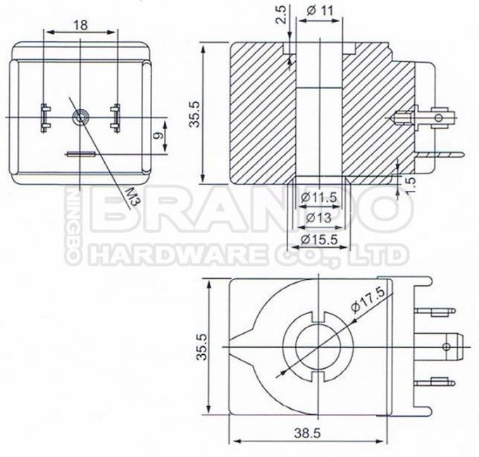 CASTEL Type Solenoid Valve Coil HM2 9100/RA6 220/230VAC 9100/RA7 240VAC