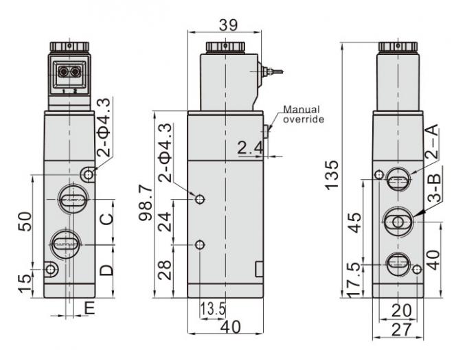 4V310-10 3/8'' 5 Way 2 Position Single Solenoid Pneumatic Valve