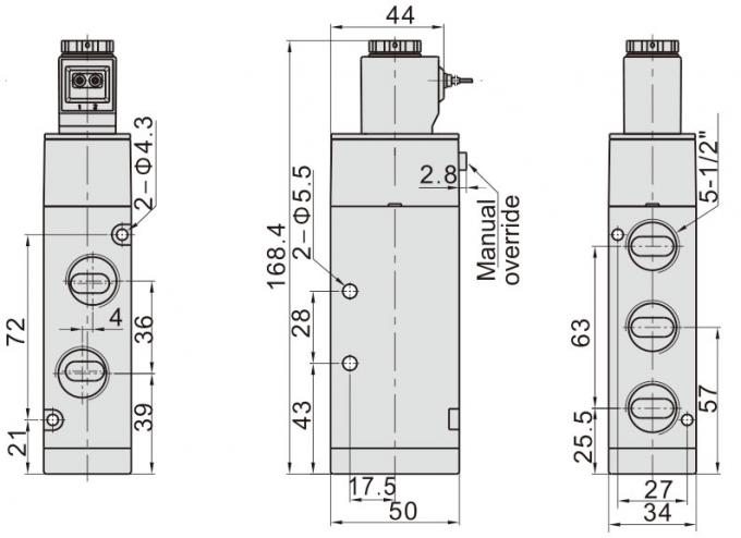 4V410-15 1/2'' Inch Single Solenoid 5/2 Way Pilot Pneumatic Valve