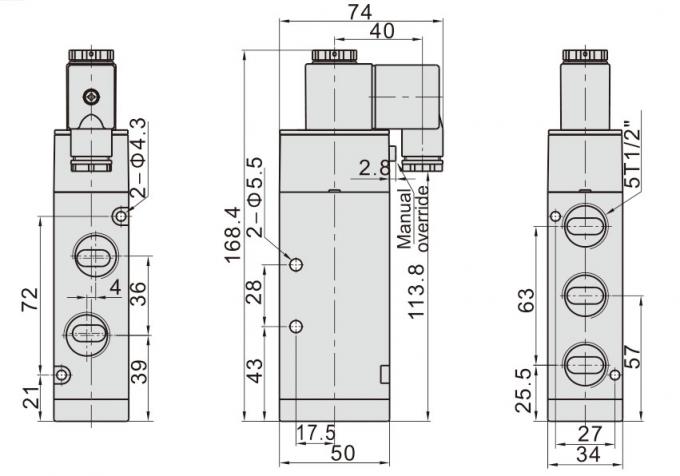 4V410-15 1/2'' Single Solenoid 5/2 Way Pneumatic Air Control Valve