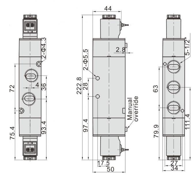 4V430C-15 5/3 Way Internal Pilot Pneumatic Solenoid Valve