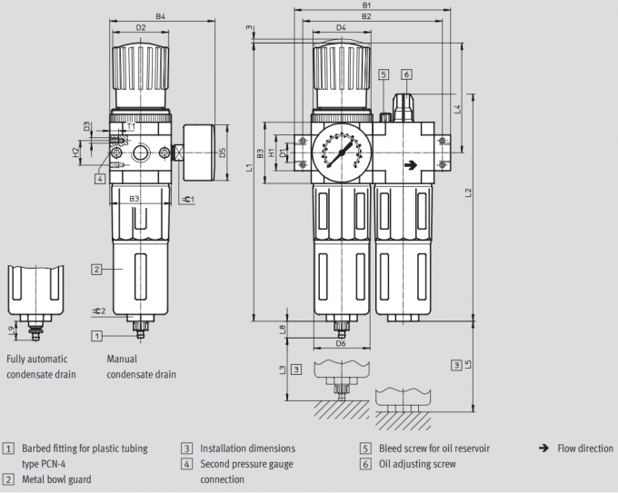 Festo Type FRC-1-D-MAXI-A Air Filter Regulator Lubricator FRL Unit 1''
