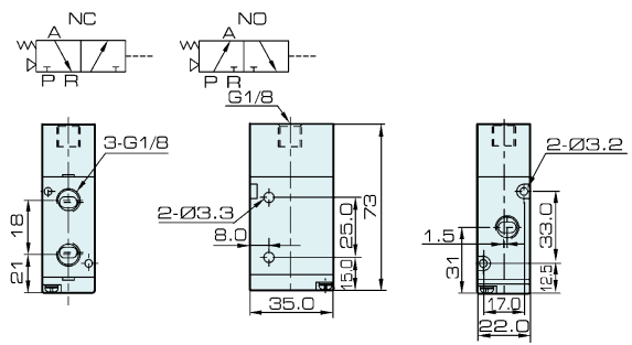 3A210-06 3/2 Way Airtac Type Exterior Control Air Pilot Valve Assembly