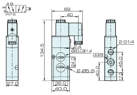 4M310-10 Airtac Type Namur Type Solenoid Valve 5/2 Way