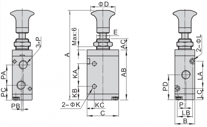 3R210-08 Airtac Type 3/2 Way Hand Push Pull Air Control Valve