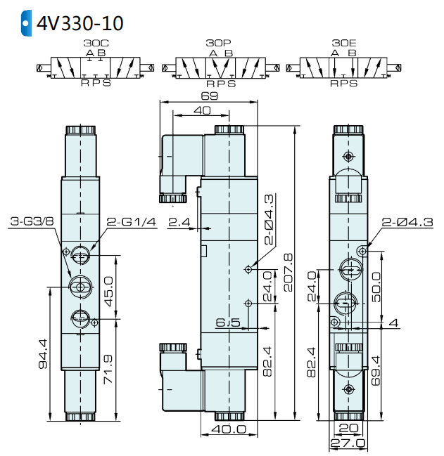 4V330C-10 Airtac Type Pneumatic Solenoid Air Valve 5 Port 3 Psotition 220V