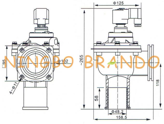 CA45FS 1 1/2'' Goyen Type Pulse Jet Valve Flanged Inlet FS Series Diaphragm