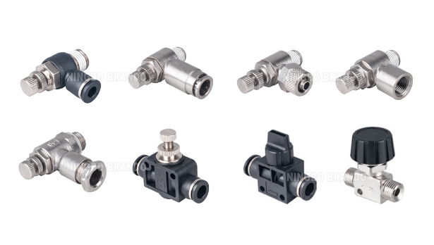 Brass Metal Air Flow Speed Control Push To Connect Pneumatic Hose Fitting