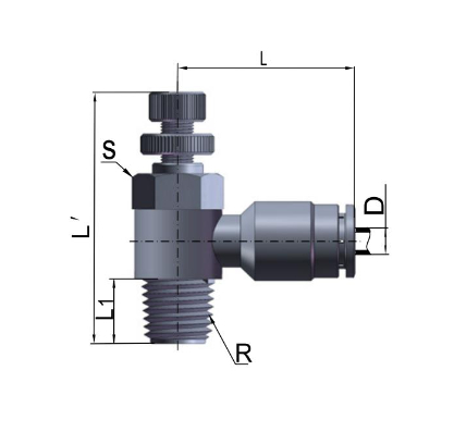 Brass Metal Air Flow Speed Control Push To Connect Pneumatic Hose Fitting