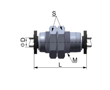 PMM Bulkhead Union Push In Tube Pneumatic Hose Fitting M5 M6 M12 M14 ...